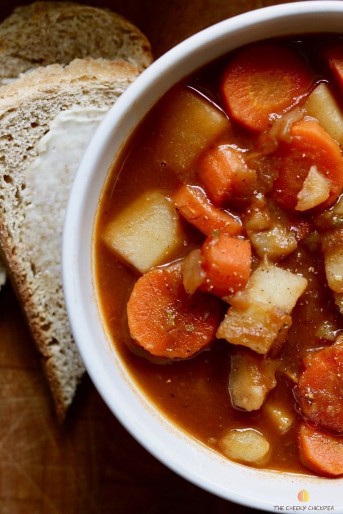 Hearty Vegetable Stew (Vegan) (Slow Cooker Option) - The Cheeky Chickpea