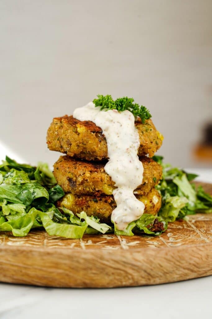 Crispy Chickpea Corn Patties - The Cheeky Chickpea