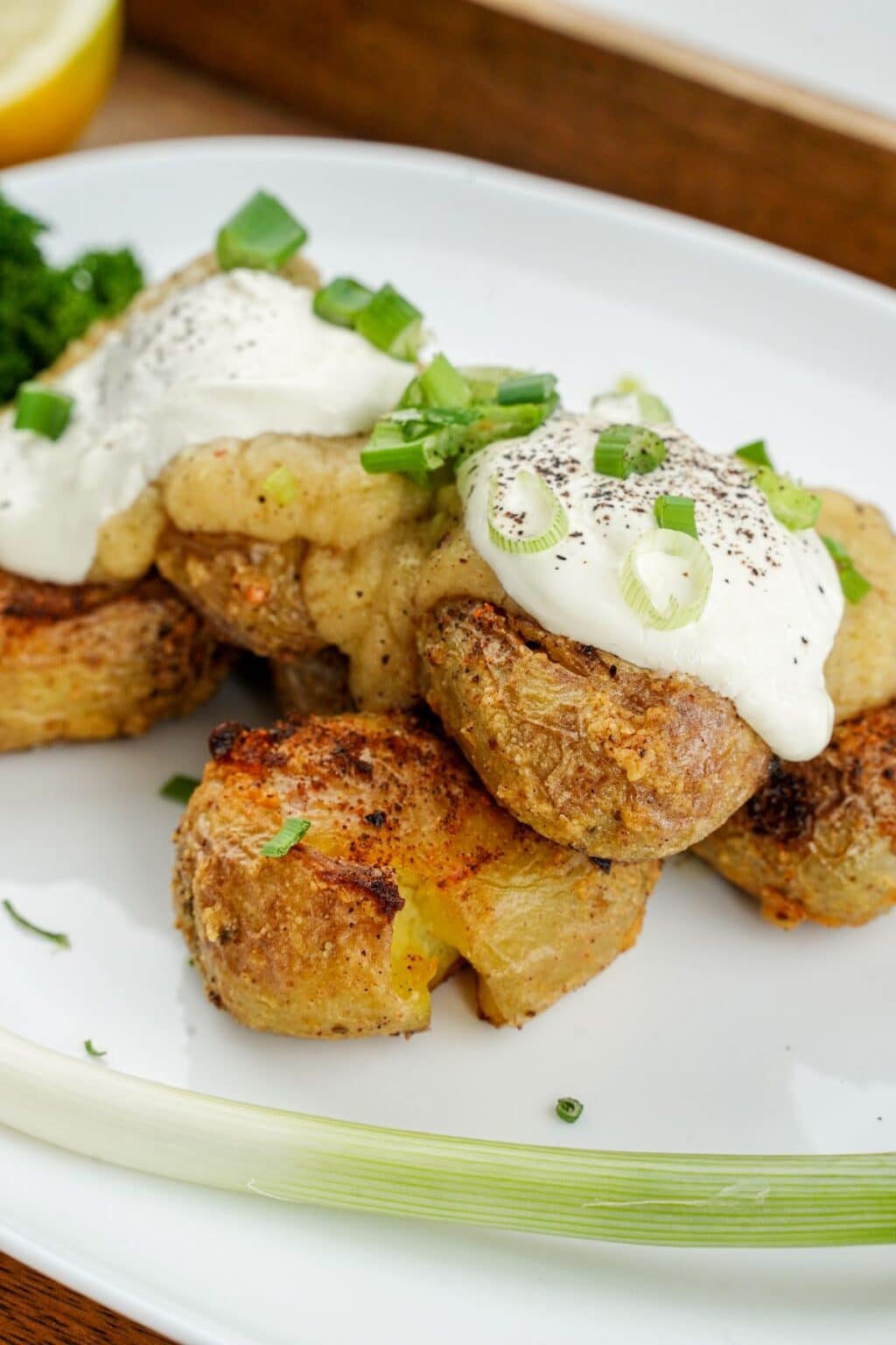 Smashed Vegan Cheesy Fiesta Potatoes - The Cheeky Chickpea