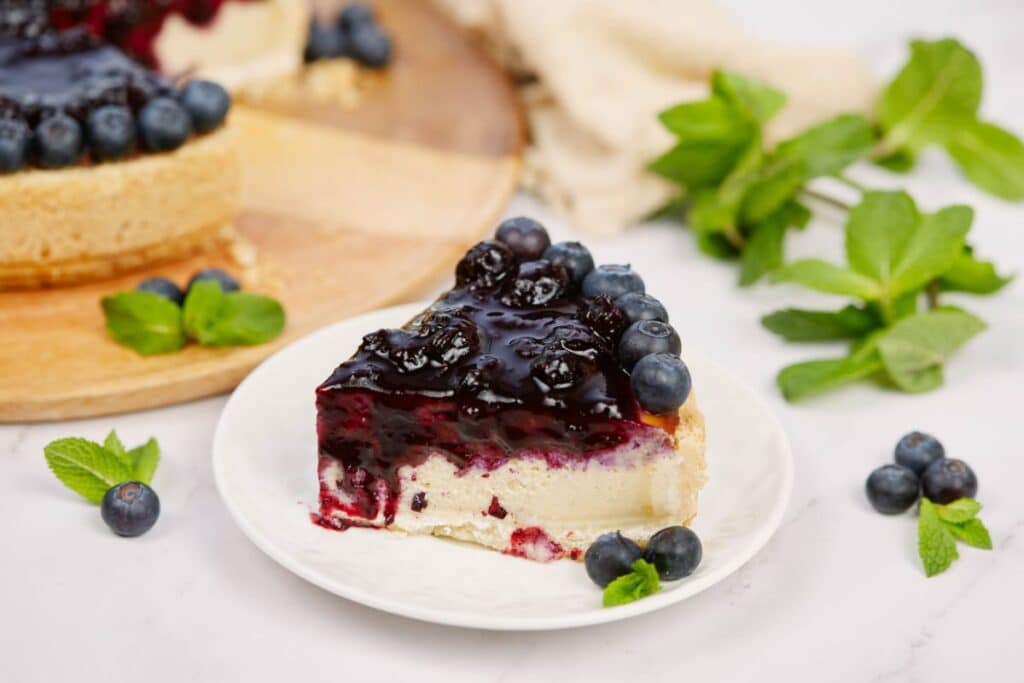 Vegan Cashew Cheesecake with Blueberry Topping