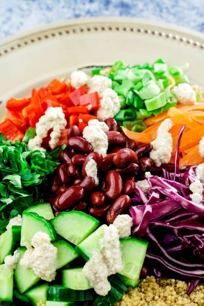 Rainbow Sesame Quinoa Salad - The Cheeky Chickpea