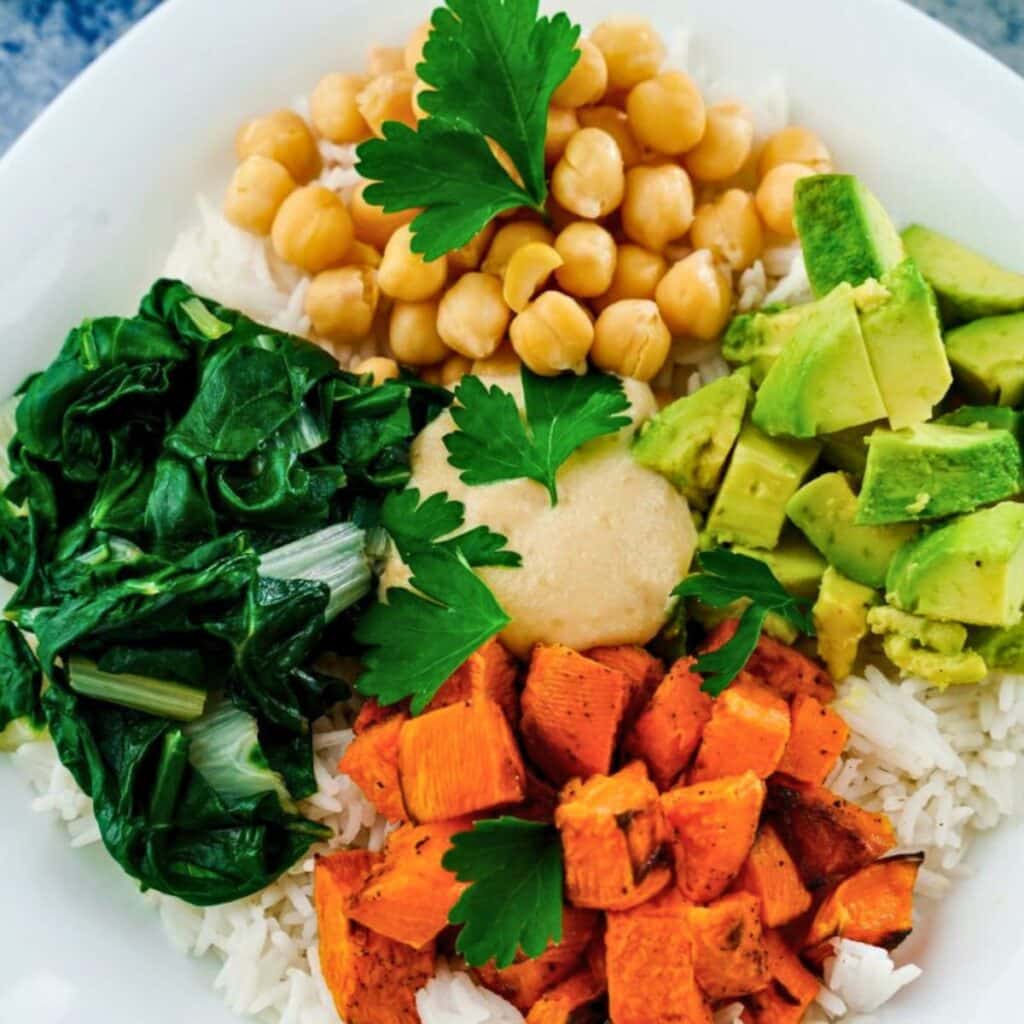 Vegan Power Bowl with Swiss Chard - The Cheeky Chickpea